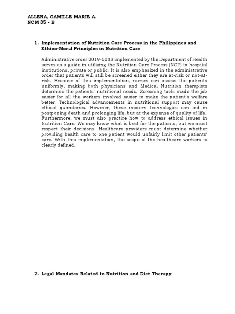 Reflection Paper NCM 35 Webinar (Allena) | PDF | Health Care | Nursing