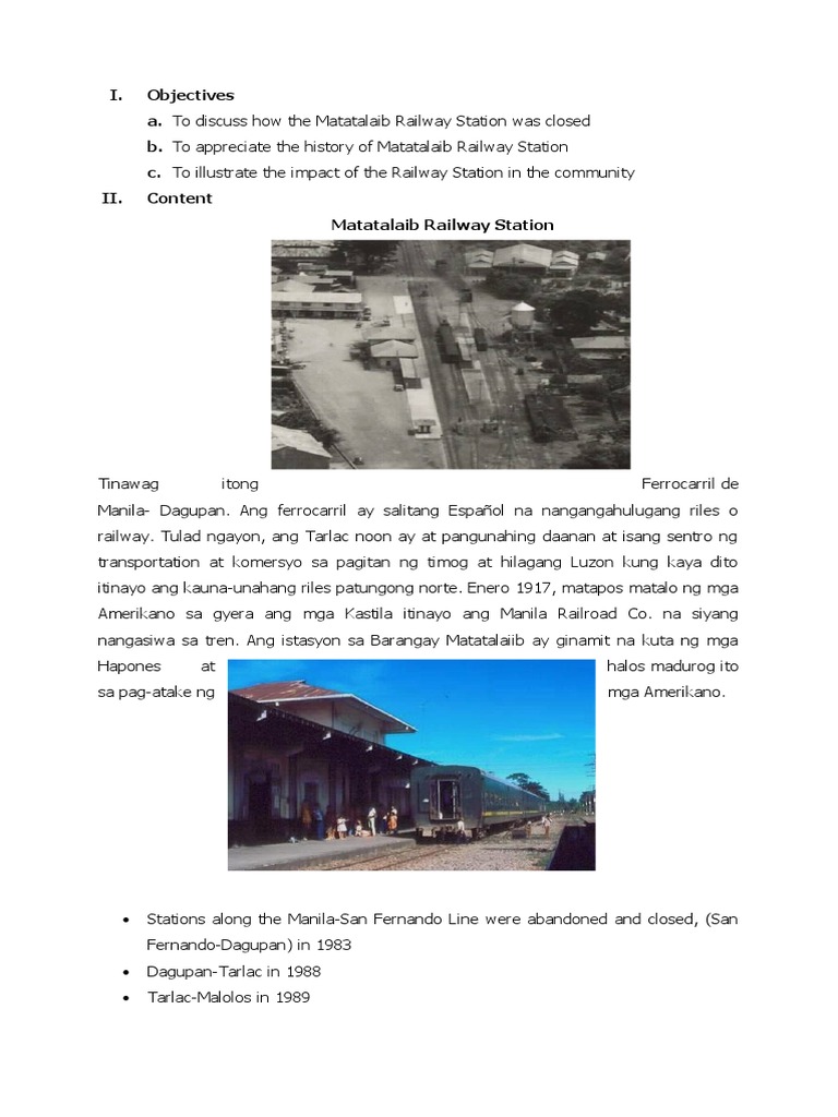 Matatalaib Railway Station | PDF | Philippines