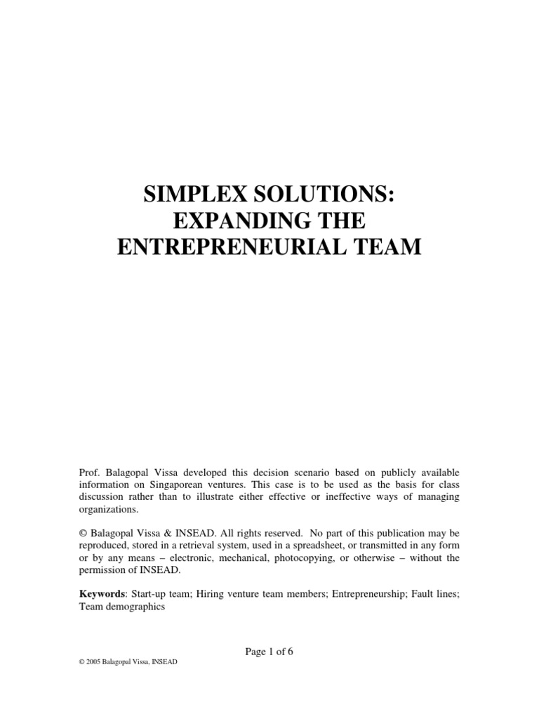 Simplex Solutions | PDF | Entrepreneurship | Master Of Business ...