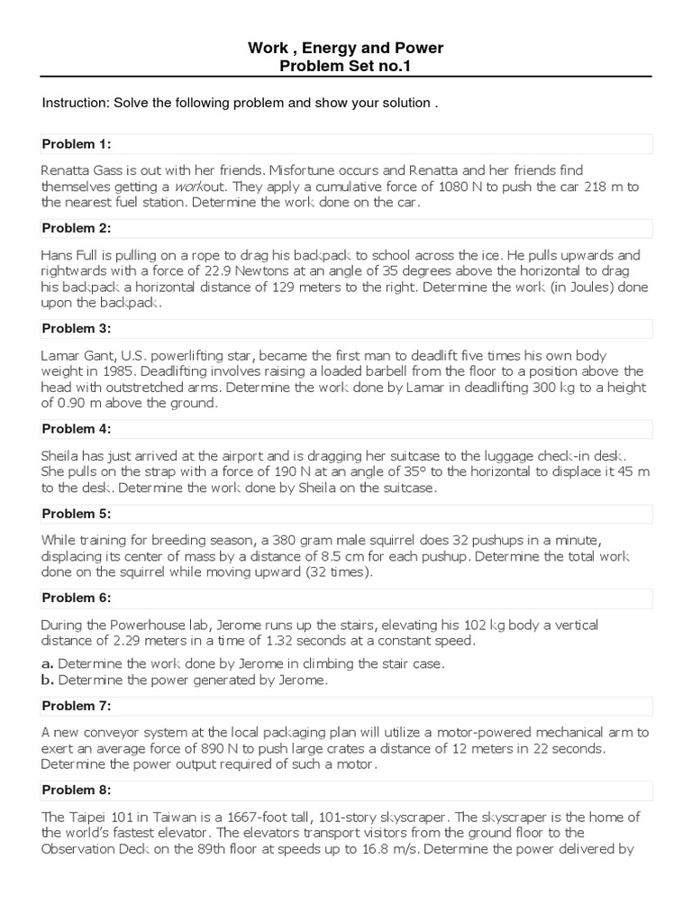 Problem Set No. 1 | PDF | Force | Friction