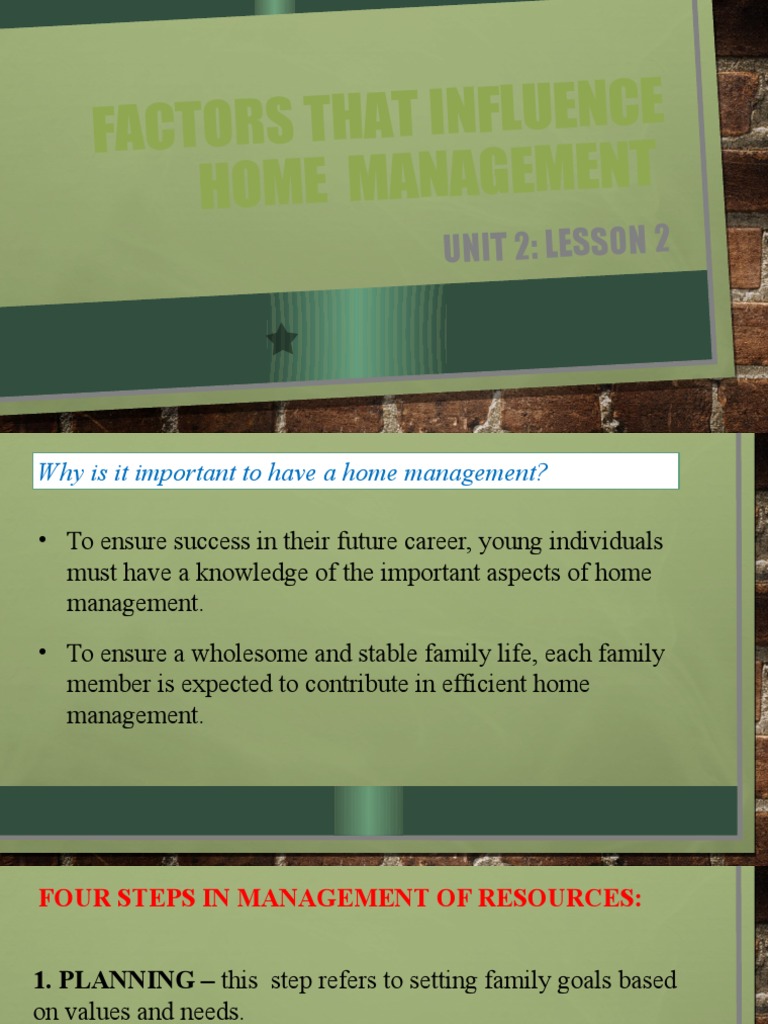 Principles of Effective Home Management: Four Steps in Resource ...
