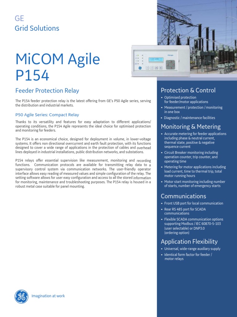 Micom Agile P154: Grid Solutions | PDF | Relay | Electrical Substation