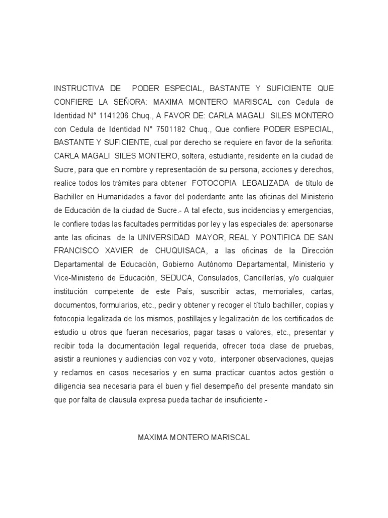 Instructiva de Poder | PDF