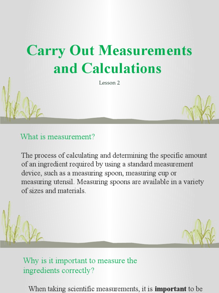 LESSON 2 Carry Out Measurements and Calculations | PDF | Wellness