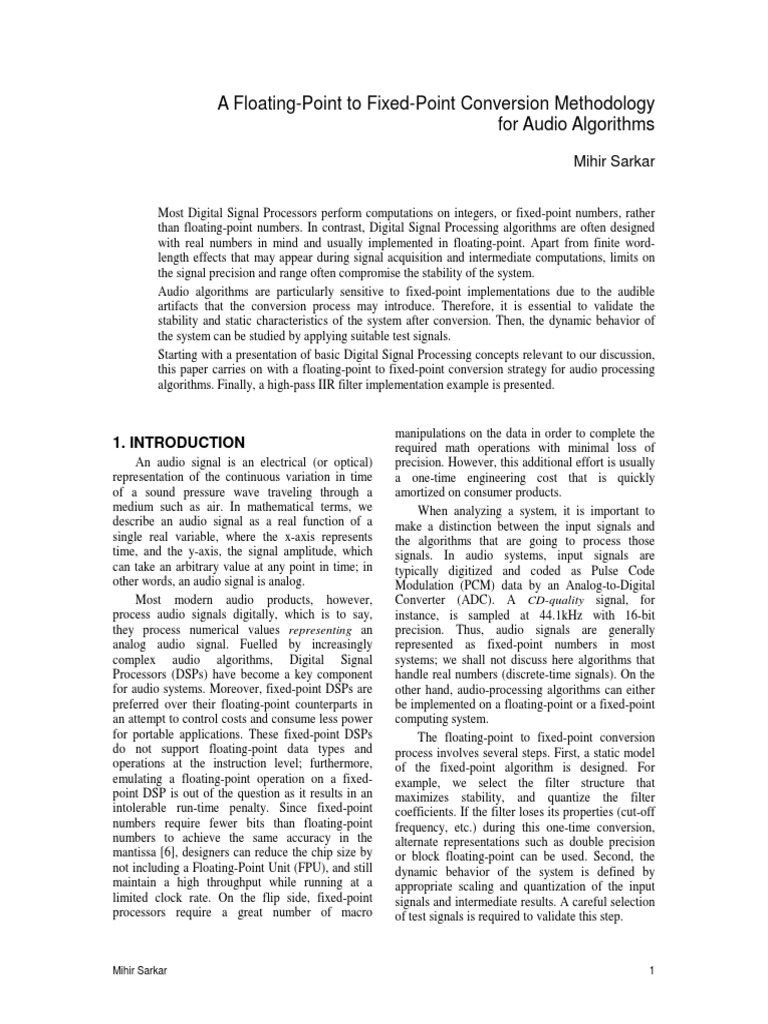 Floating-Point To Fixed-Point Conversion For Audio | PDF | Digital Signal Processing | Signal To ...