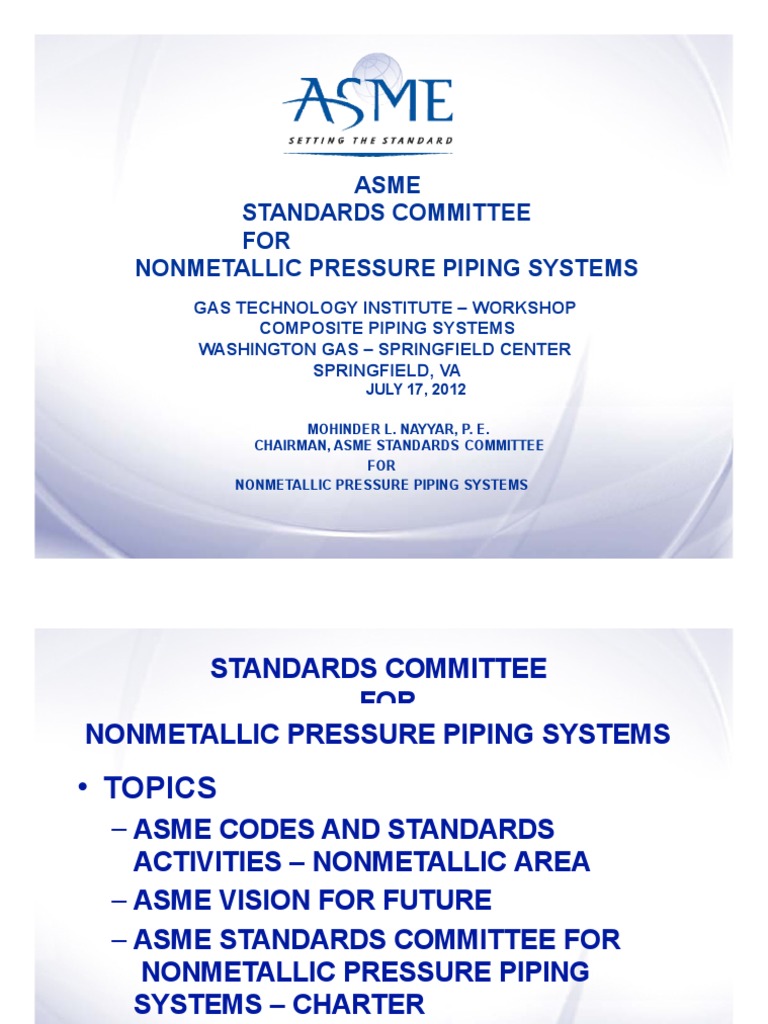 Asme Standards Committee Gas Technology Institute | PDF | Pipe (Fluid ...