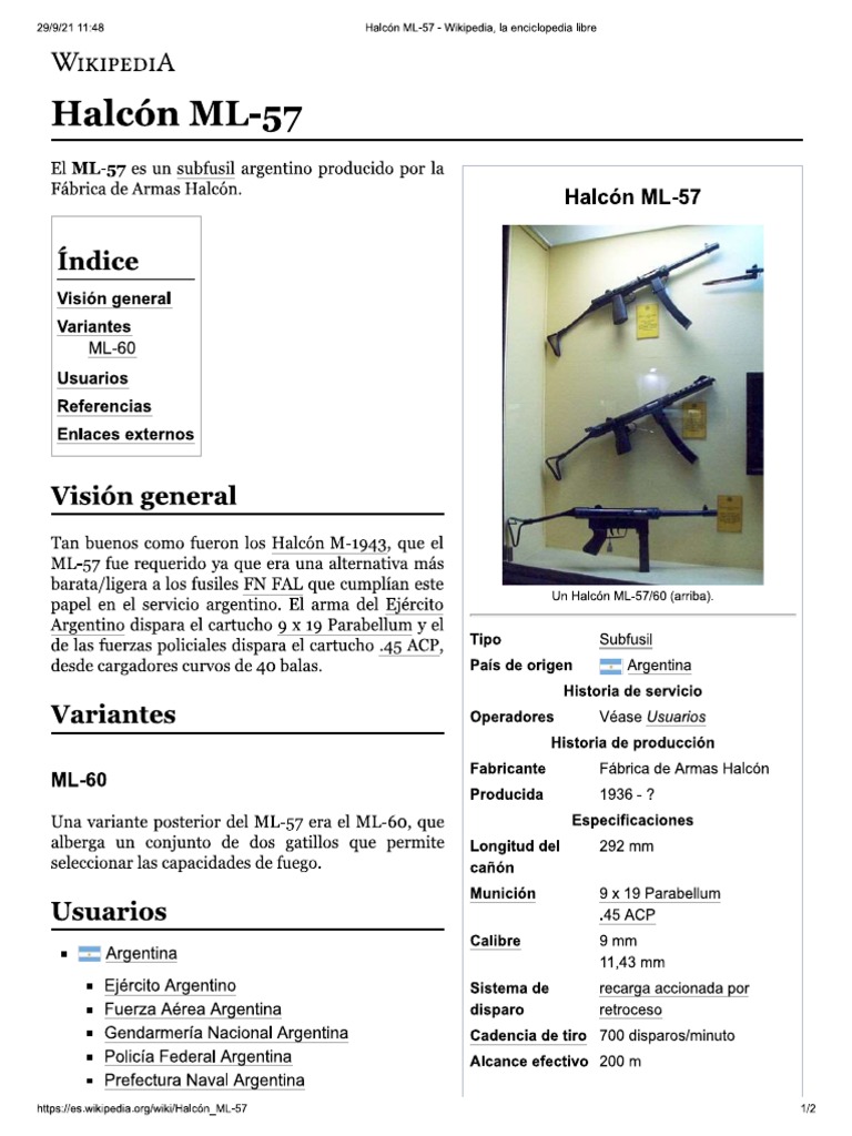 Ametralladora Halcon ML-57 | PDF