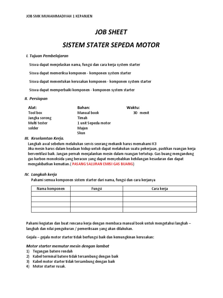 Job Sistem Starter | PDF
