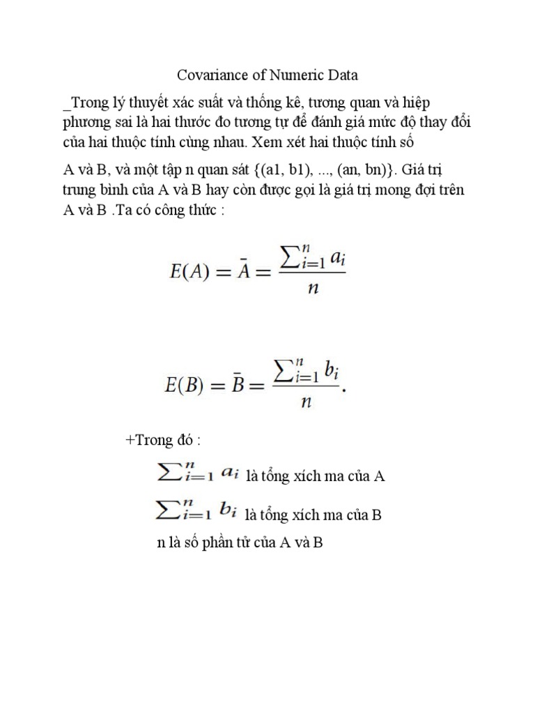 Covariance of Numeric Data | PDF