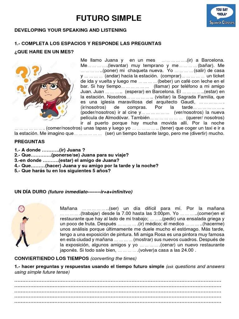 Práctica de Futuro Simple en Español | PDF | Arte