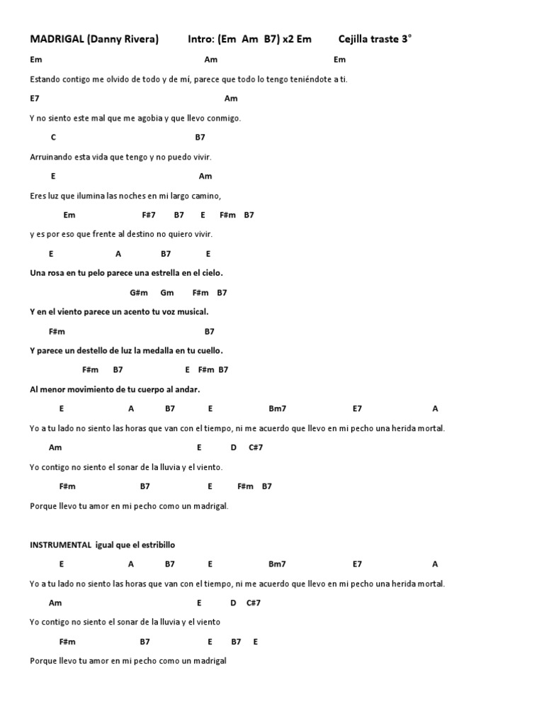 Letra y acordes de "Madrigal" | PDF