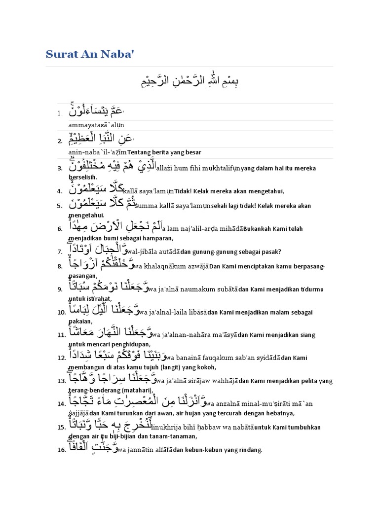 Surat An Naba' | PDF