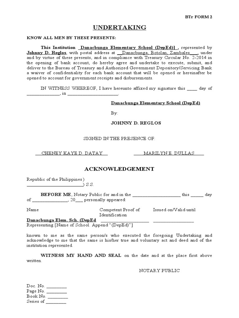 Annex D 3 BTR Form 2 Undertaking | PDF