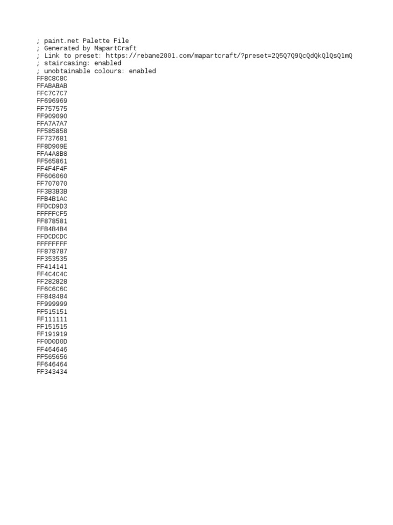 MapartCraft Palette File Data | PDF