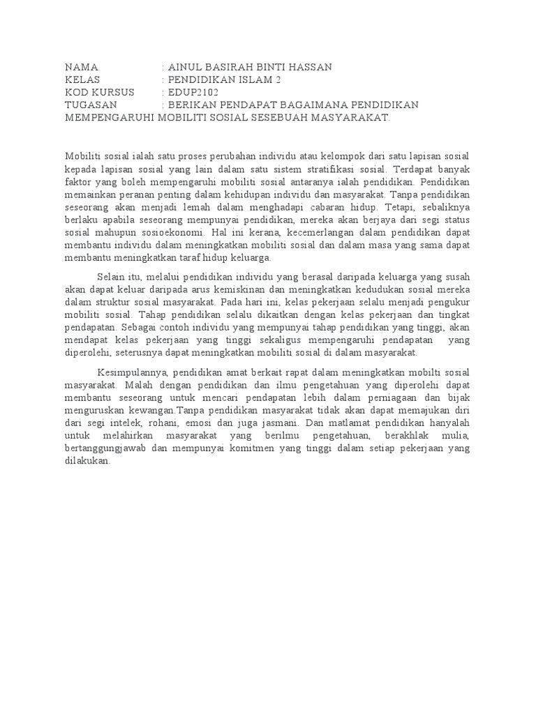 Peranan Pendidikan dalam Mobiliti Sosial | PDF | Kesehatan Holistik