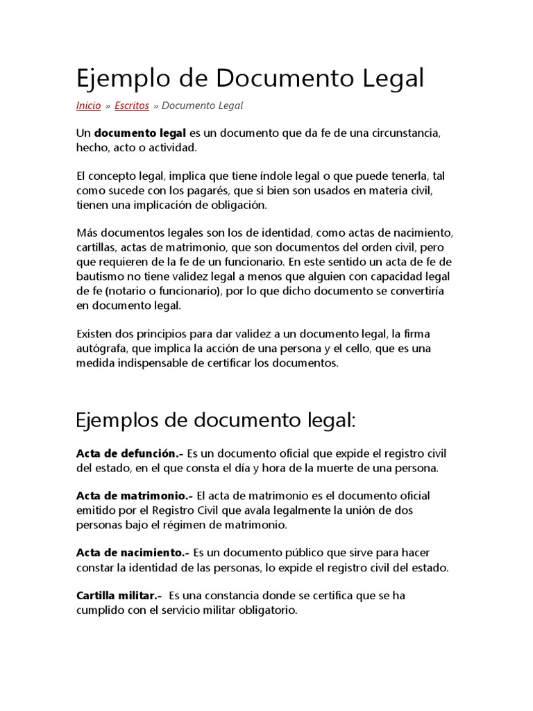 Ejemplo de Documento Legal | PDF | Instituciones sociales | Ciencias ...