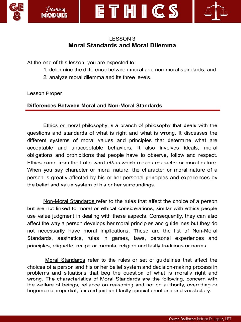 Ethics Lesson 3 | PDF | Morality | Value (Ethics)