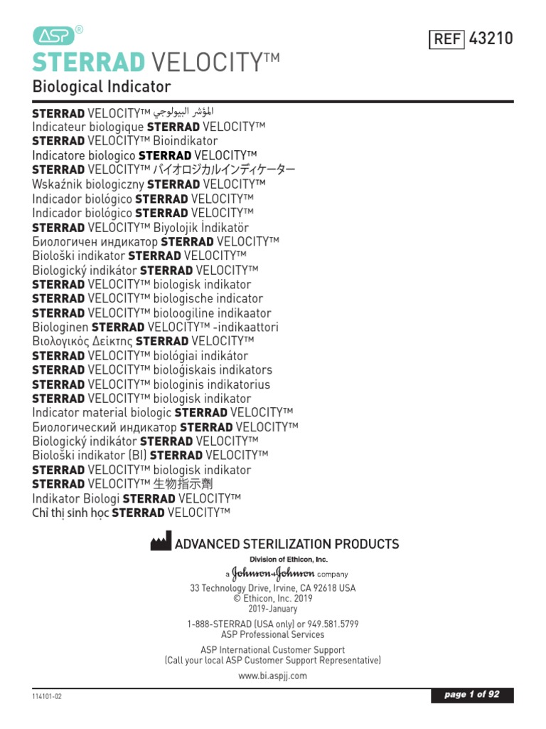 Incubadora de Biologicos ASP Velocity Sterrad 43220 | PDF ...