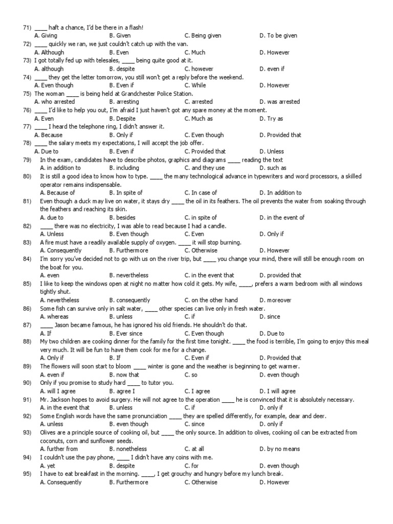 Multiple Choice Questions on Phrases | PDF