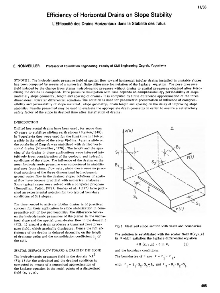 Efficiency of Horizontal Drains On Slope Stability | PDF | Soil ...