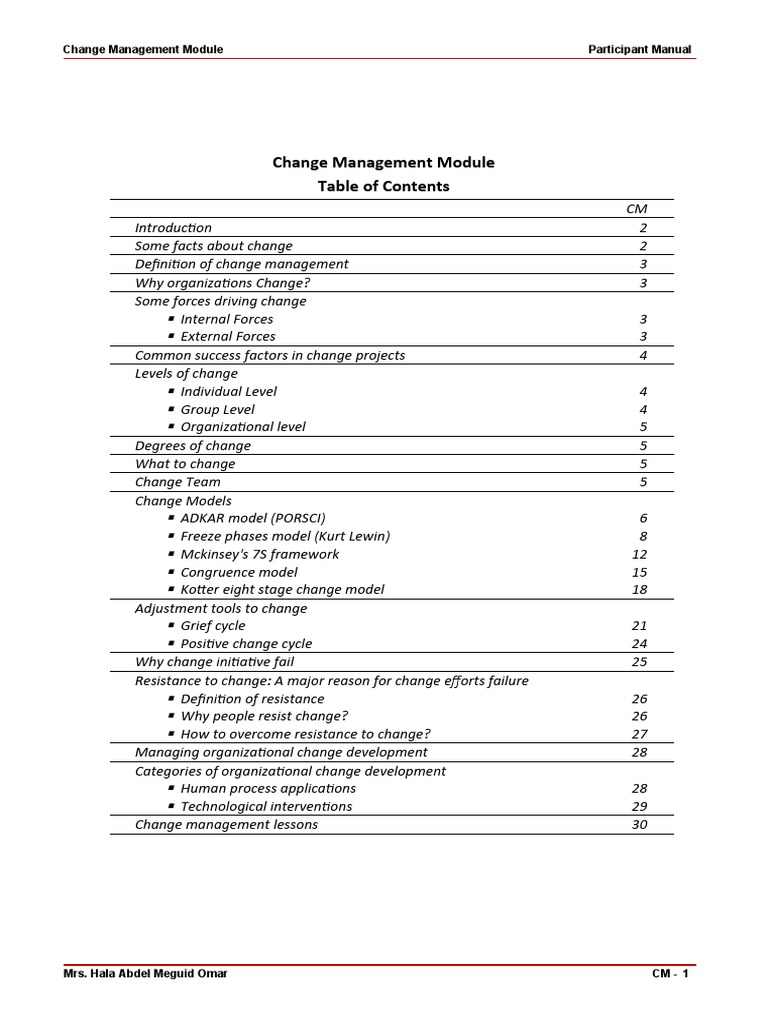 Change Management Module Participant Manual | PDF | Change Management ...