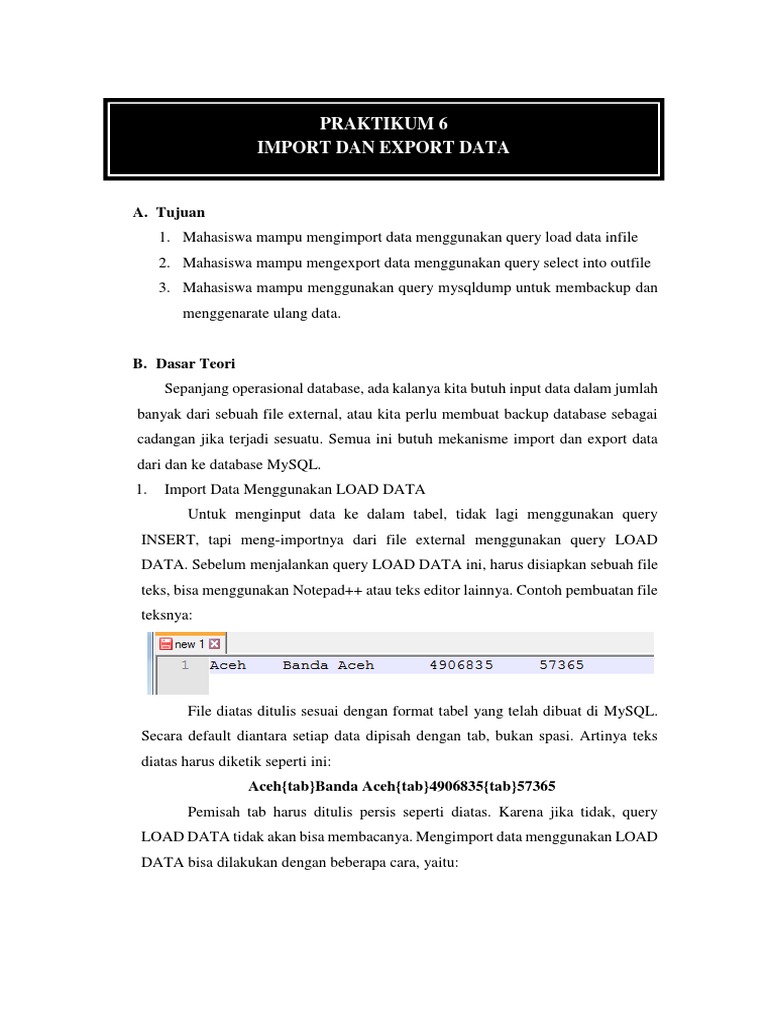 Modul 6 (Import Dan Eksport Data) | PDF