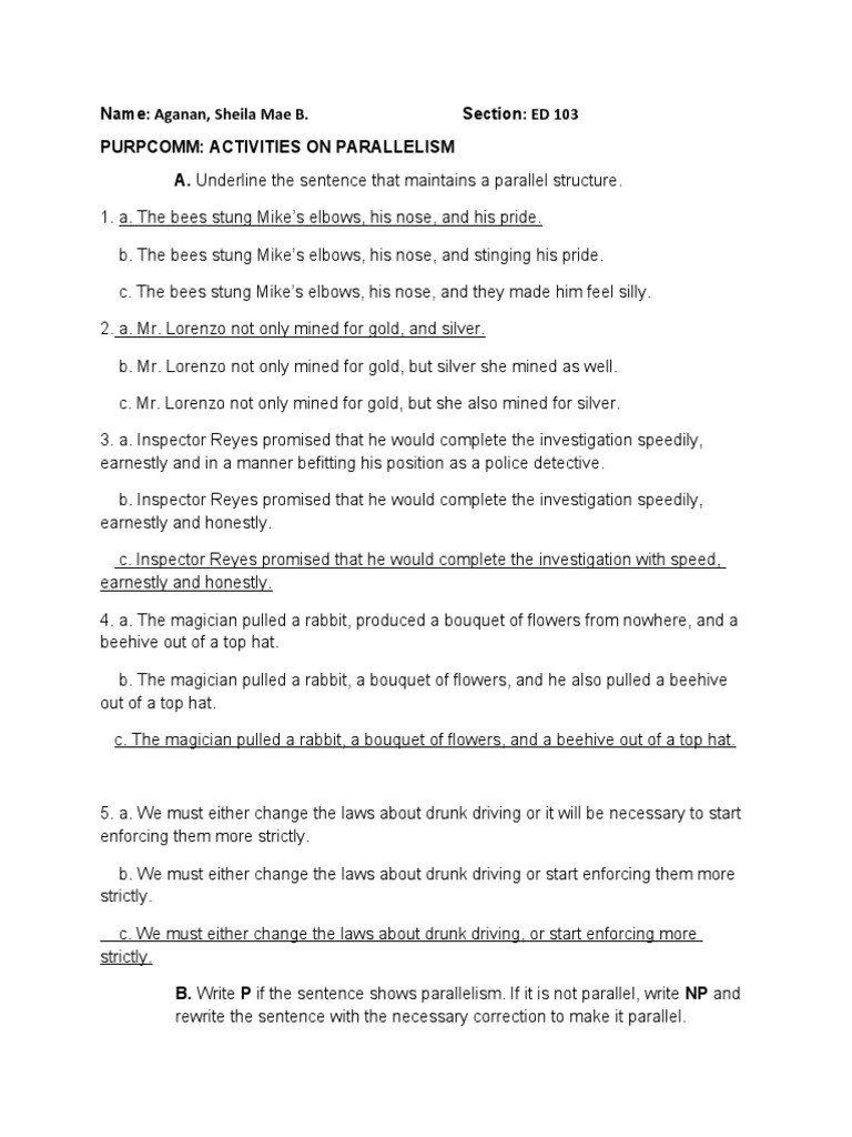 (Template) Purpcomm - Activities and Tasks On Parallelism | PDF ...