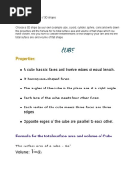 Surface Area of Cube - Formula, TSA of Cube, LSA (CSA) of Cube | PDF ...