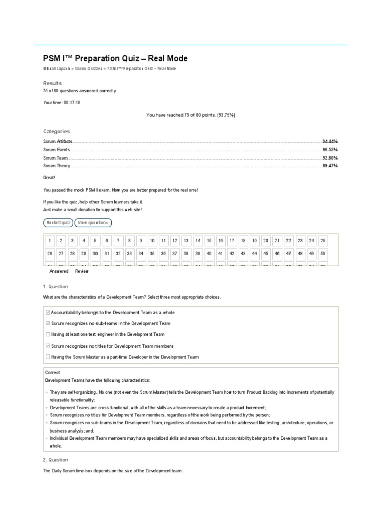 07012020-PSM I™ Preparation Quiz - Real Mode - Mikhail Lapshin | PDF | Scrum (Software ...