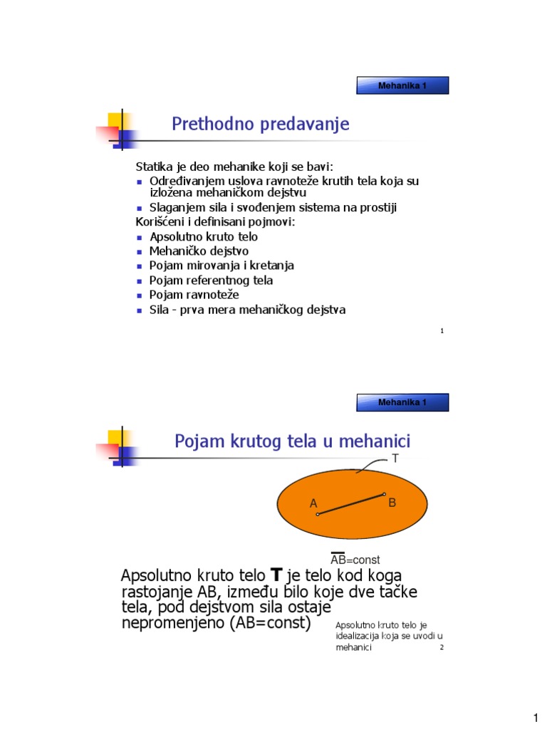 Mehanika I 2 | PDF