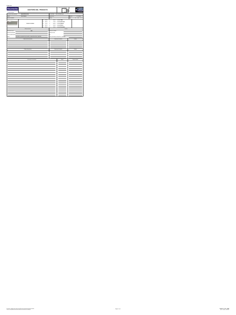 Auditoria de Producto FORD D544, MCA | PDF