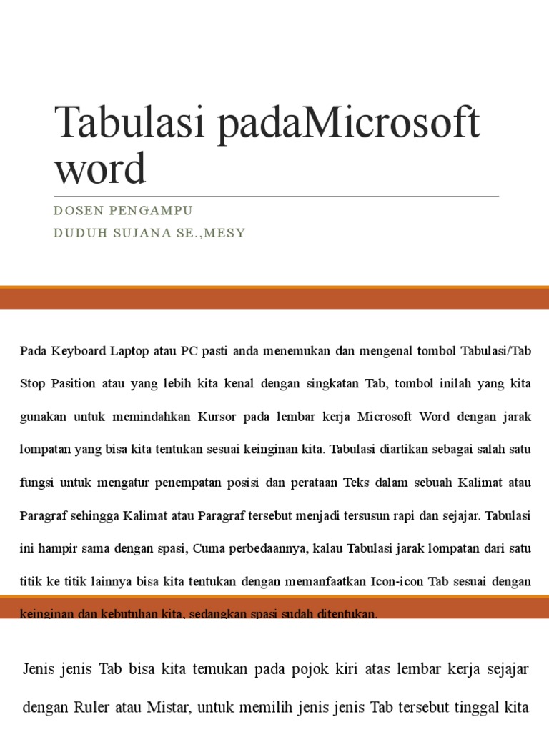 Tabulasi Ms Word | PDF | Seni & Disiplin Bahasa
