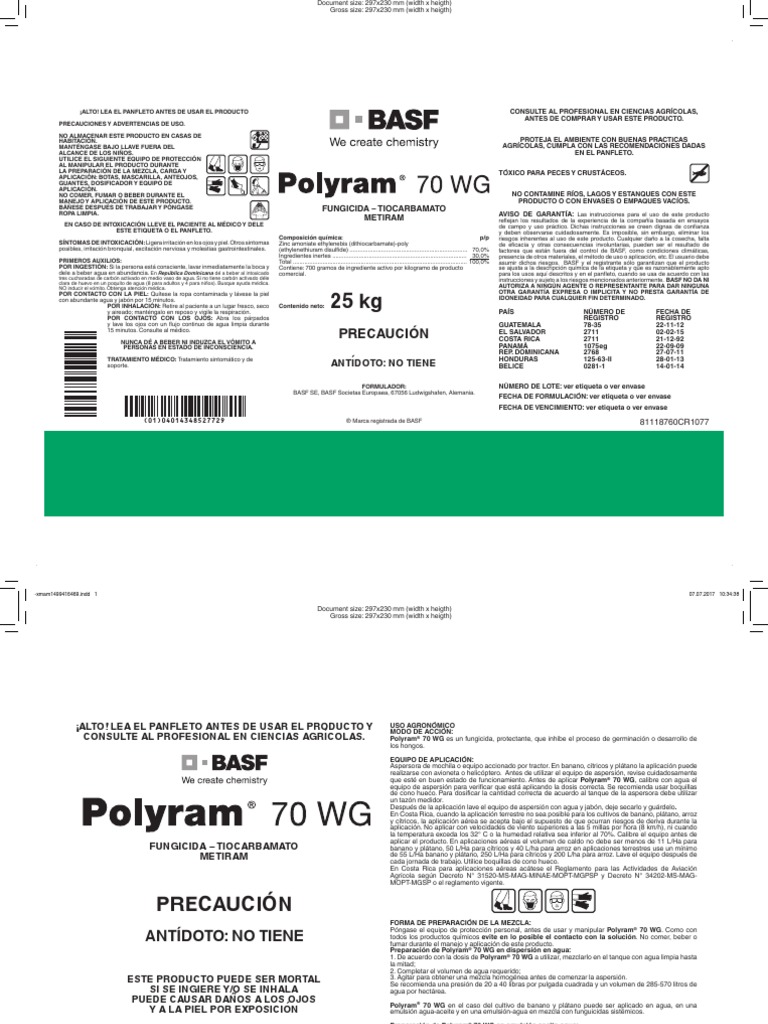 Etiqueta Polyram | PDF | Cucurbita | Agua