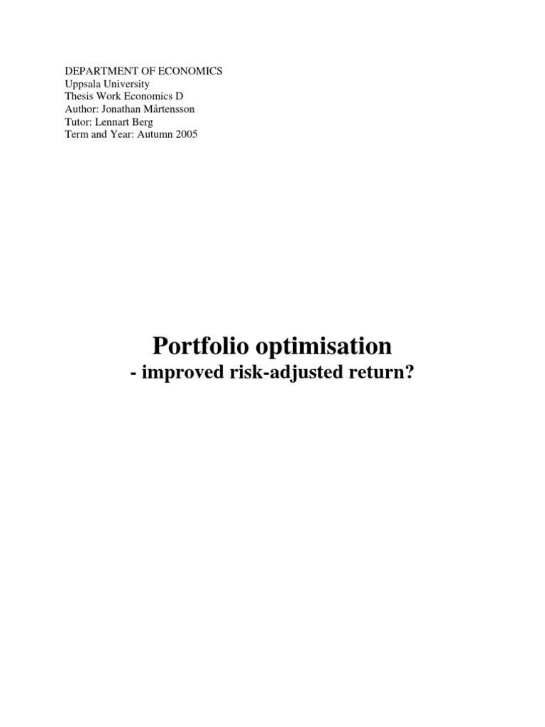Portfolio Optimization Pdf Sharpe Ratio Modern Portfolio Theory