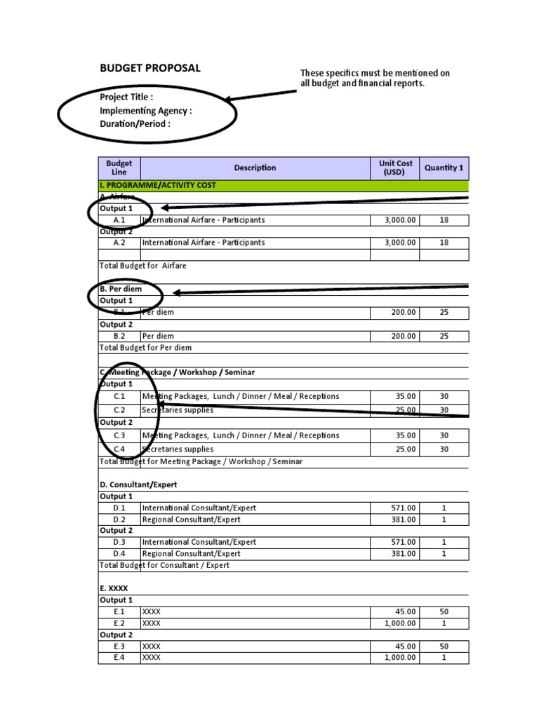 Annex 1 Project Proposal - Budget Format or Template - AKCF | PDF ...