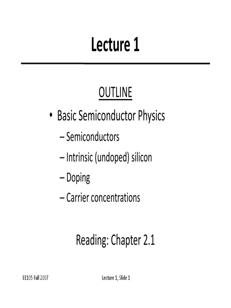 Outline - Basic Semiconductor Physics | PDF | Semiconductors ...