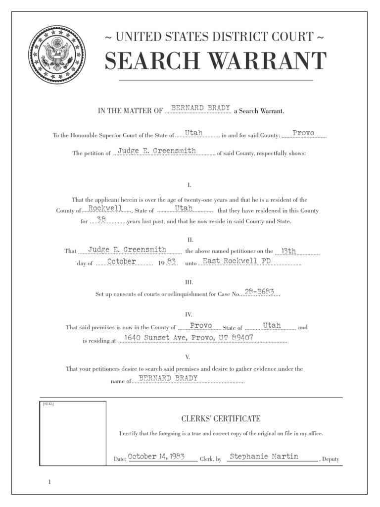 Bernard Brady SEARCH WARRANT | PDF | United States Case Law | Supreme ...
