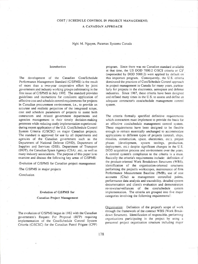 Cost - Schedule Control in Project | PDF | Project Management | Business