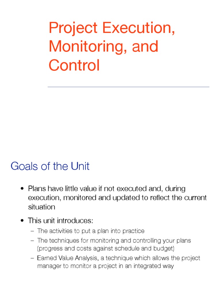 Execution Monitoring Control | PDF | Project Management | Business