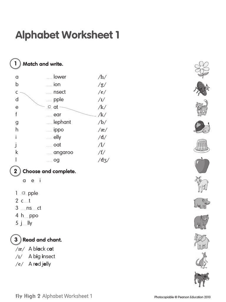 Alphabet Worksheet 1: Match and Write | PDF
