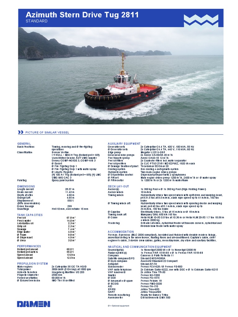 Product Sheet Asd Tug 2811 | PDF | Tugboat | Ships