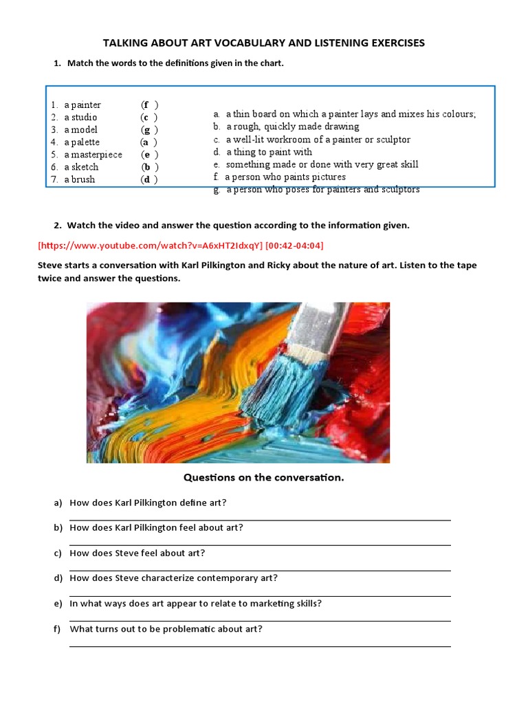 Talking About Art Vocabulary and Listening Exercises | PDF