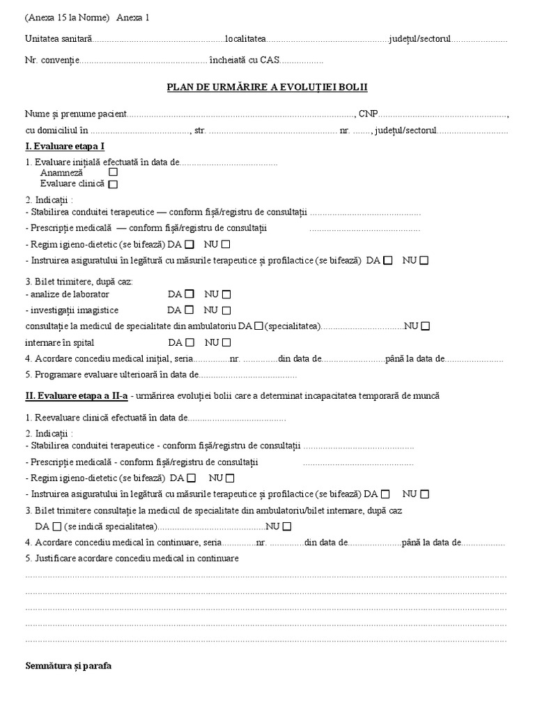 PLAN DE URMARIRE A EVOLUTIEI BOLII Reformatat | PDF