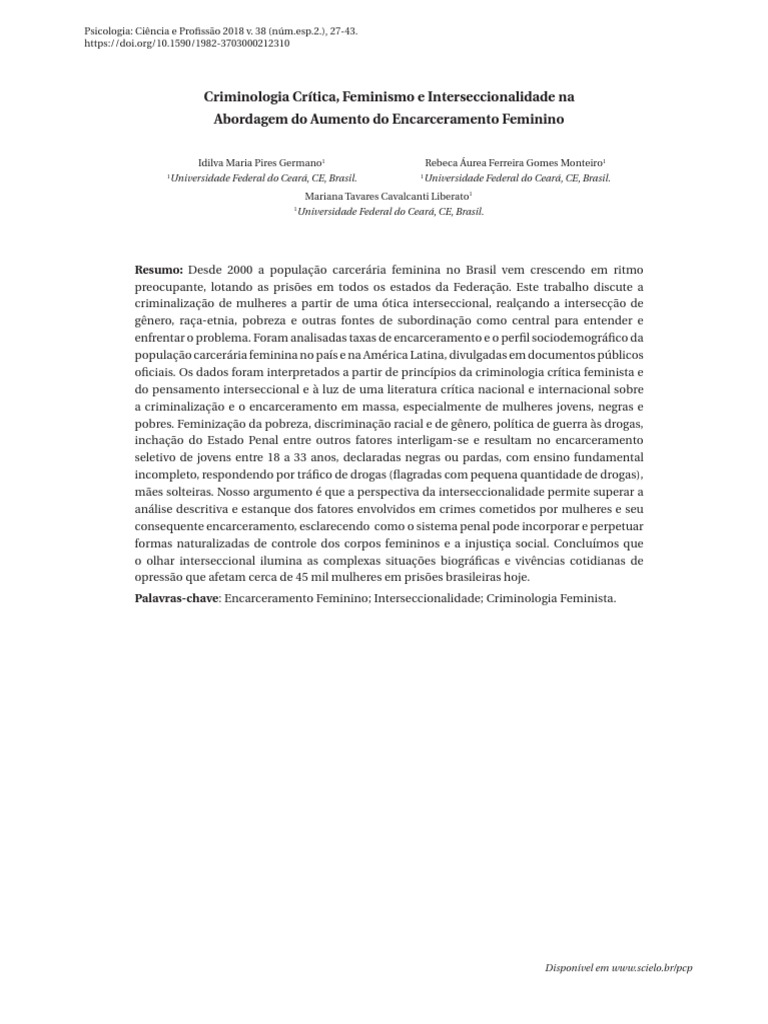 Criminologia Crítica, Feminismo e Interseccionalid - Germano Et Al ...