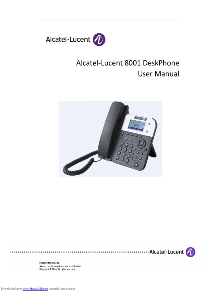 Alcatel-Lucent 8001 Deskphone User Manual: Downloaded From Manuals Search Engine | PDF ...