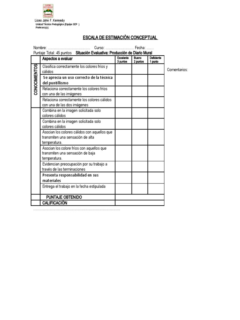 ESCALA DE ESTIMACI+ôN CONCEPTUAL PUNTILLISMO | PDF | Arte