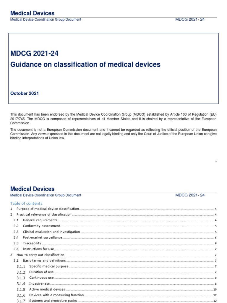 MDCG 2021-24 en | PDF | Medical Device | Surgery