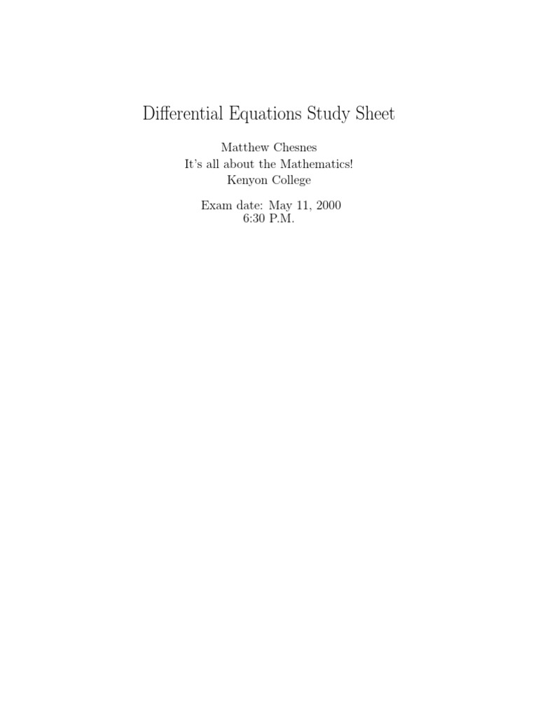 Final Study Guide | PDF | Eigenvalues And Eigenvectors | Equations