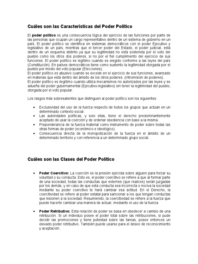 Poder Político | PDF | Poder (social y político) | Gobierno