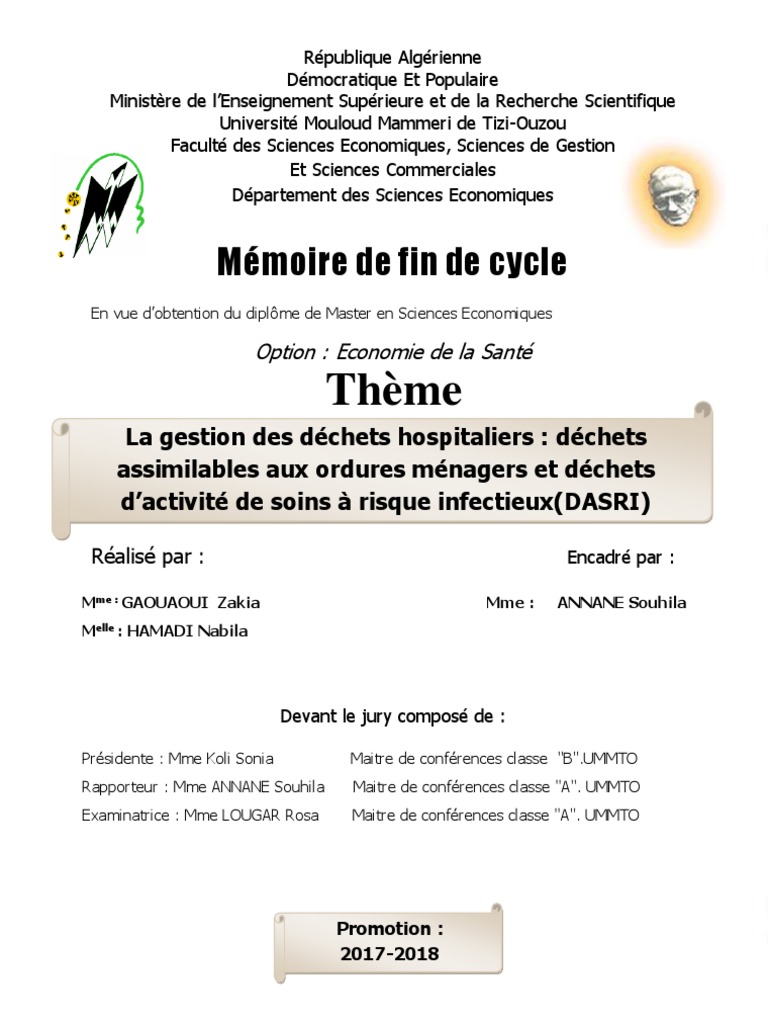 Mémoire Final | PDF | Déchets | Gestion des déchets